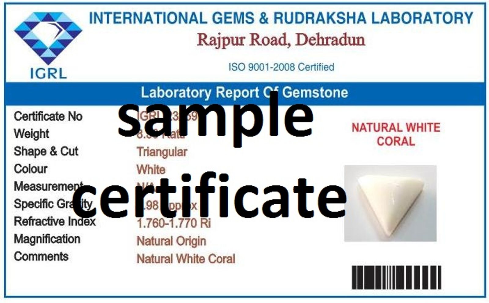 Divya Shakti Triangle White Coral White Munga Natural Energized ...